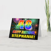 48th Birthday: Bold, Fun, Fireworks, Rainbow 48 Card | Zazzle
