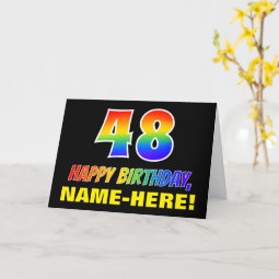 48th Birthday: Bold, Fun, Simple, Rainbow 48 Card | Zazzle