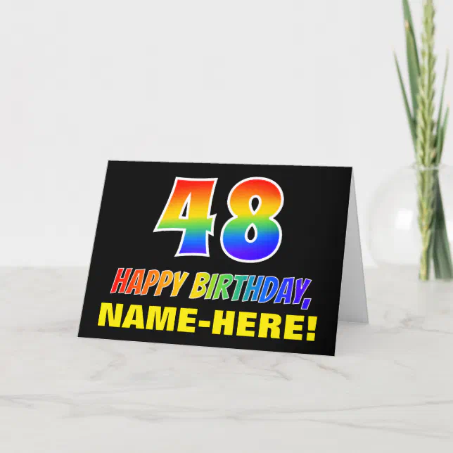 48th Birthday: Bold, Fun, Simple, Rainbow 48 Card | Zazzle