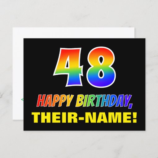 48th Birthday: Bold, Fun, Simple, Rainbow 48 Postcard | Zazzle