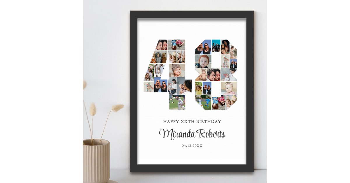 48th Birthday Number 48 Custom Photo Collage Poster | Zazzle