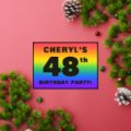 48th Birthday Party: Fun, Colorful Rainbow Pattern Foil Invitation | Zazzle