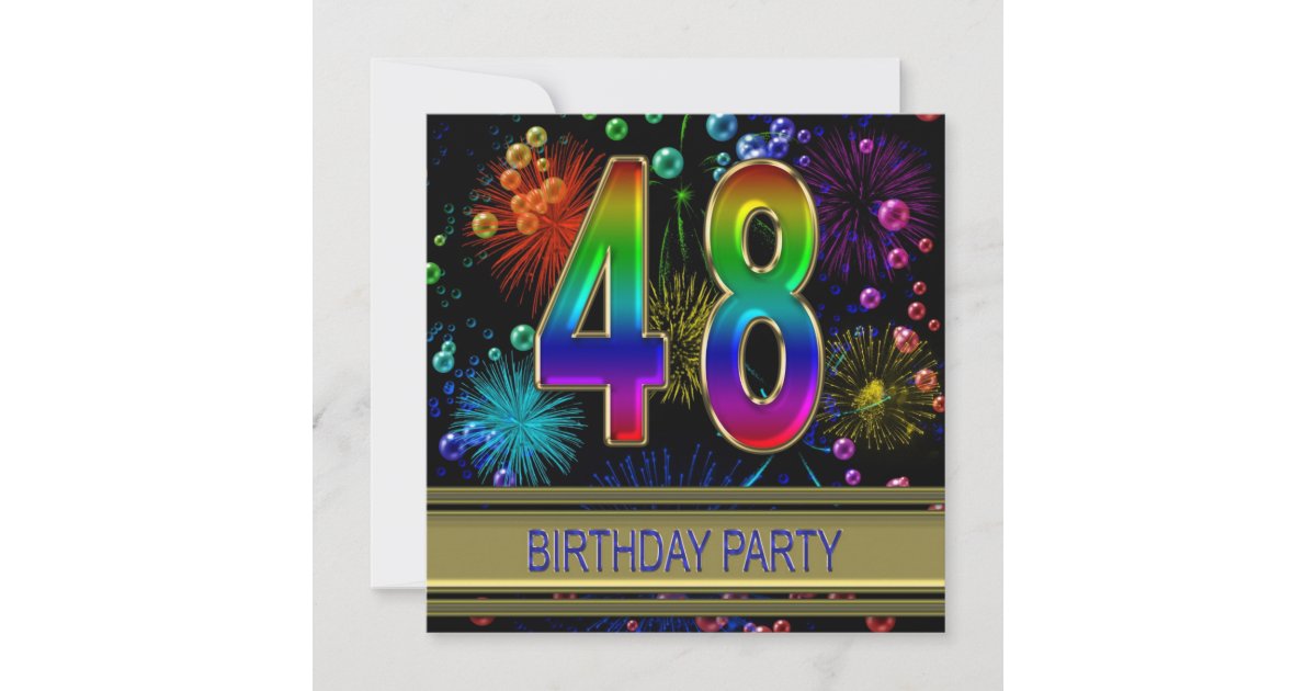 48th Birthday party Invitation with bubbles | Zazzle
