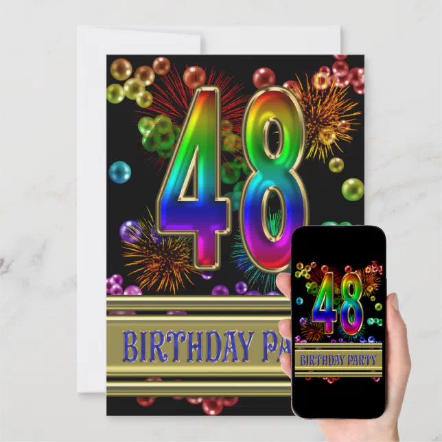 48th Birthday party Invitation with bubbles | Zazzle