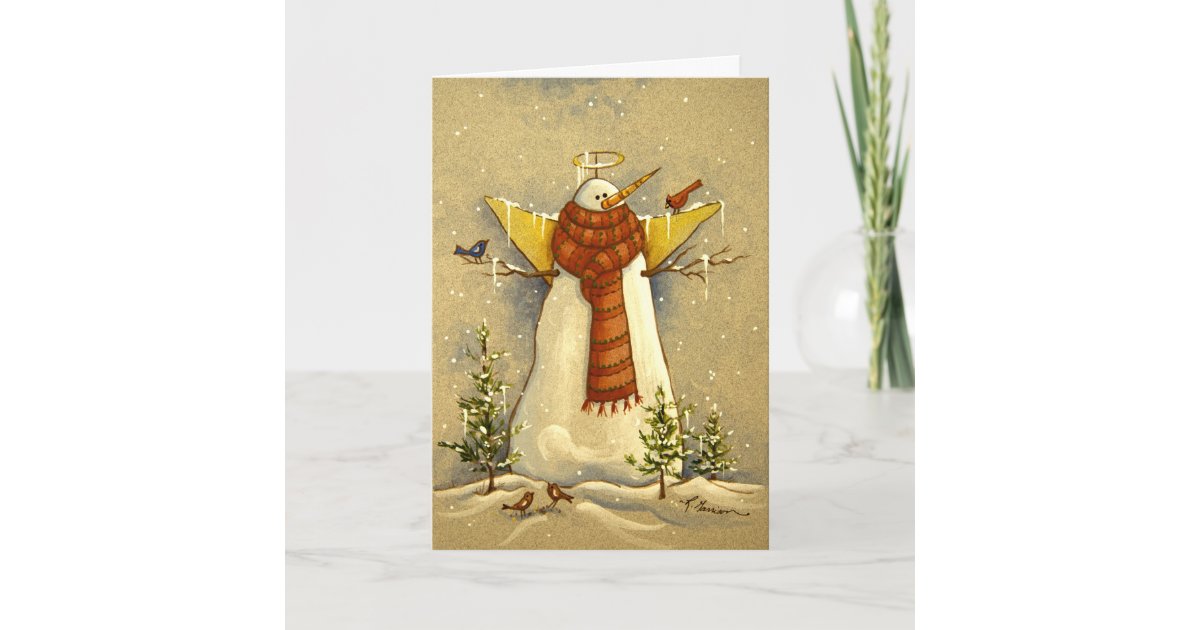 4907 Snow Angel & Birds Birthday Card | Zazzle