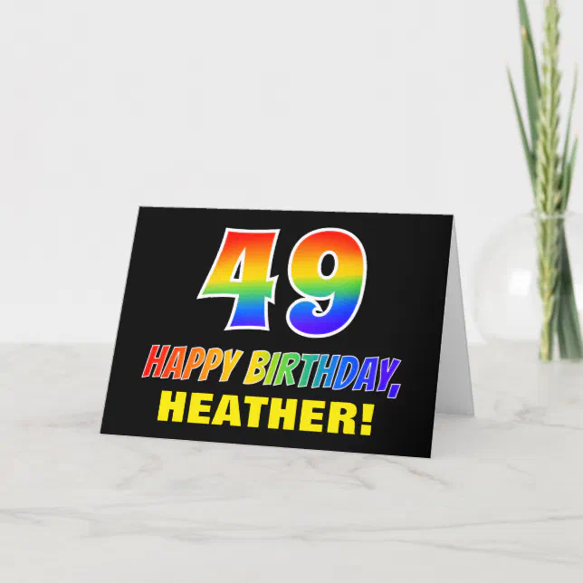 49th Birthday: Bold, Fun, Simple, Rainbow 49 Card | Zazzle