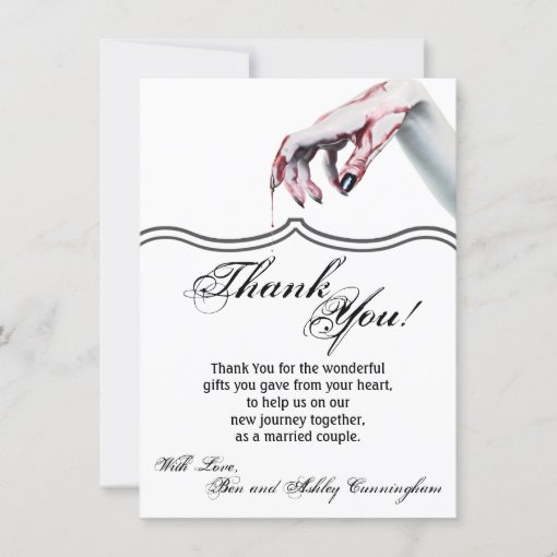 4.5x6.25 Thank You Card zombie blood drip vampire | Zazzle