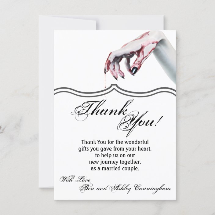 4.5x6.25 Thank You Card zombie blood drip vampire | Zazzle.com