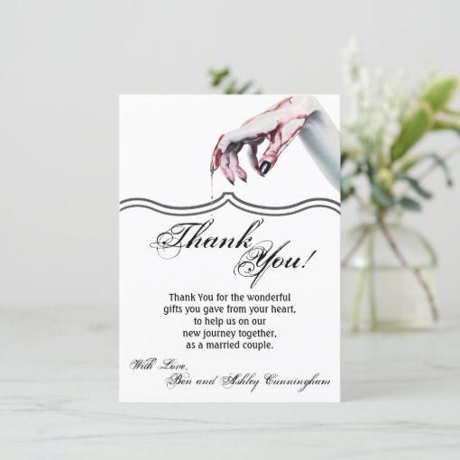 4.5x6.25 Thank You Card zombie blood drip vampire | Zazzle