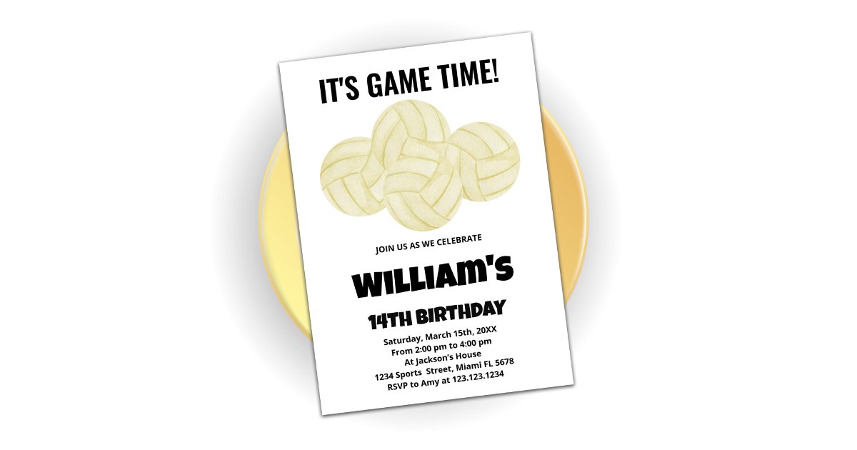 4 Balls Volleyball Birthday Invitations | Zazzle