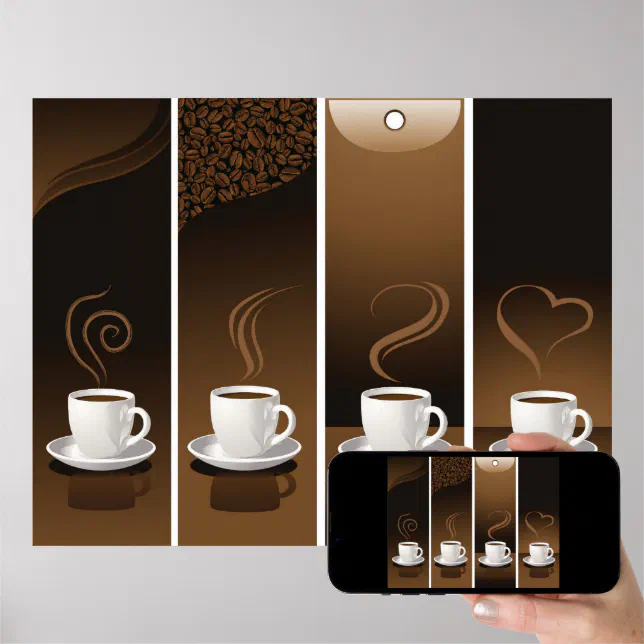 4 Coffee Cups in vector Poster | Zazzle