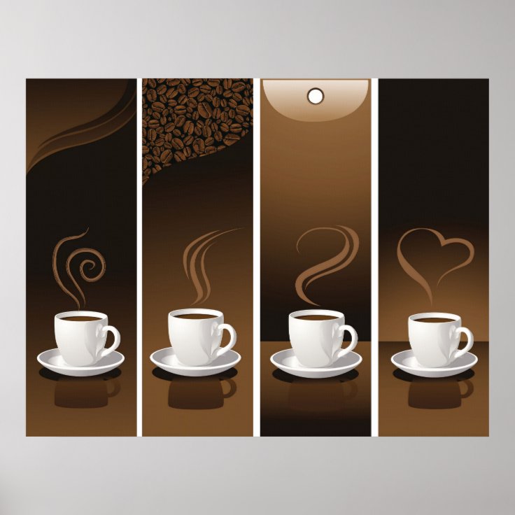4 Coffee Cups in vector Poster | Zazzle