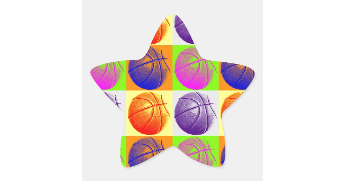 4 Colors Pop Art Basketball Star Sticker | Zazzle