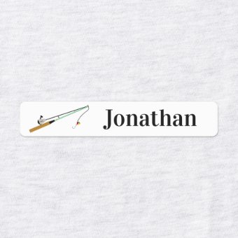 4 Different Names Fishing Rod Pole Iron On Labels | Zazzle