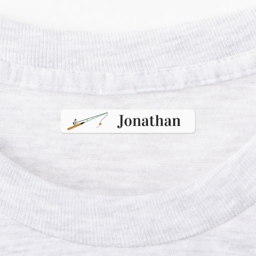 4 Different Names Fishing Rod Pole Iron On Labels | Zazzle