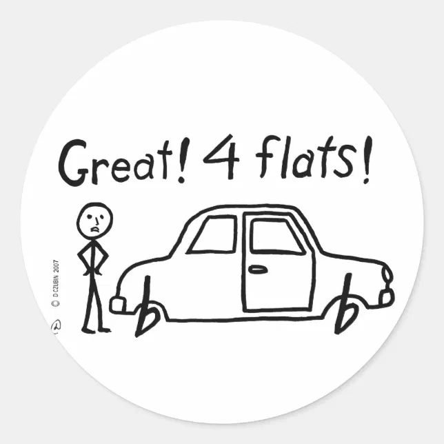 4 Flats Classic Round Sticker | Zazzle