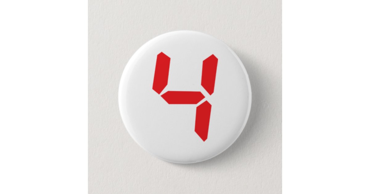 4 four red alarm clock digital number button | Zazzle