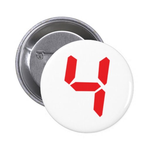 4 four red alarm clock digital number button | Zazzle