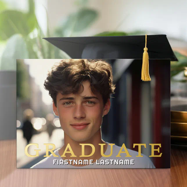 4 Graduation Photos with Grad Party Foil Invitation | Zazzle