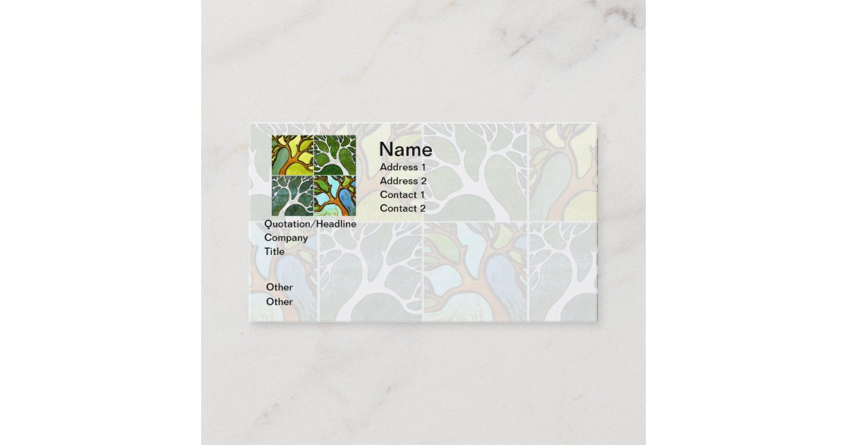 4 Hand Carved Trees in Watercolor and Pen & Ink Business Card | Zazzle