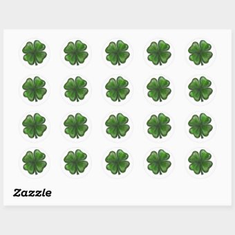 4 leaf clover classic round sticker | Zazzle