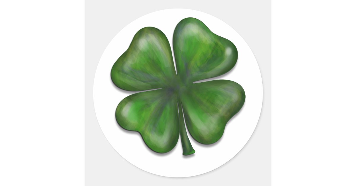 4 leaf clover classic round sticker | Zazzle