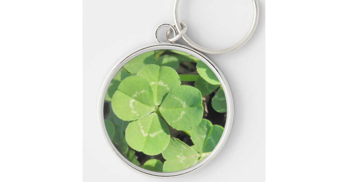 4 Leaf Clover Good Luck Charm Keychain | Zazzle