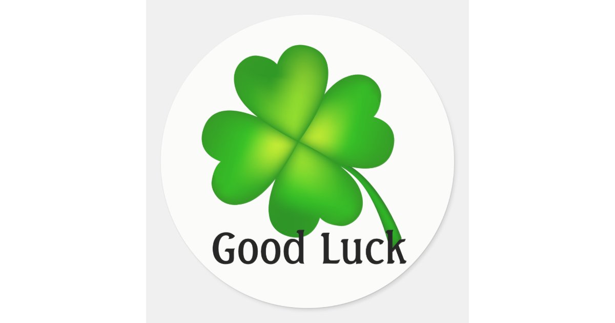 4 leaf clover, Good Luck! Classic Round Sticker | Zazzle