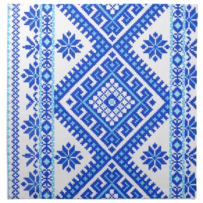 4 Pack Cotton Napkins Ukrainian Blue Embroidery | Zazzle.com
