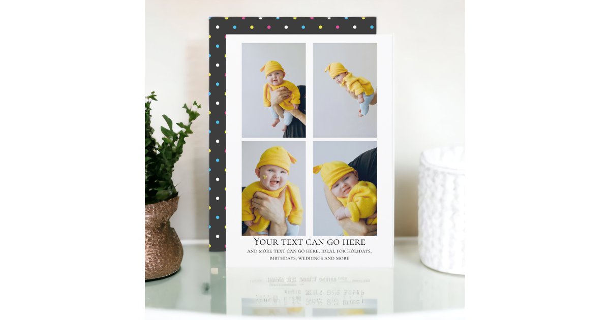 4 Photo and spotty dot back template | Zazzle