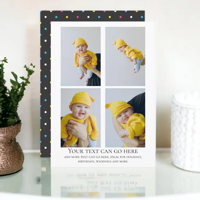 4 Photo and spotty dot back template | Zazzle