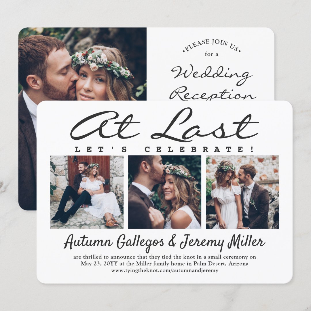 4 Photo At Last Marriage Celebration Wedding Invitation | Zazzle