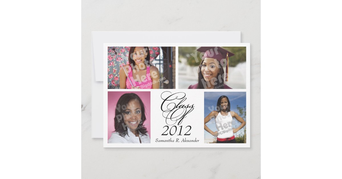 4-Photo Collage Custom Graduation Announcement | Zazzle