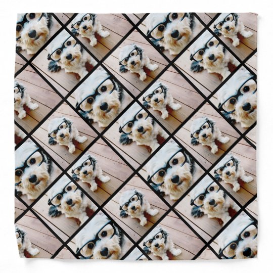 4 Photo Collage for face mask - grid black Bandana | Zazzle.com