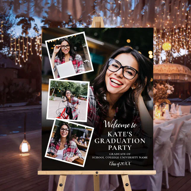 4 Photo Collage Graduation Party Welcome SIgn | Zazzle