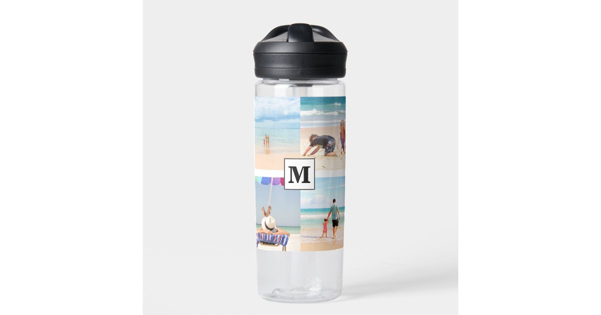 4 Photo Collage Initial Volcanoes Nat'l Park Water Bottle | Zazzle