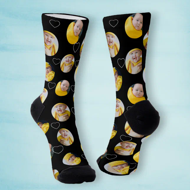 4 Photo Collage Template Make Your Own Fun Socks | Zazzle