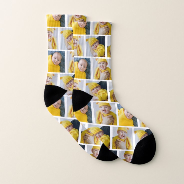 4 Photo Collage Template Make Your Own Fun Socks | Zazzle