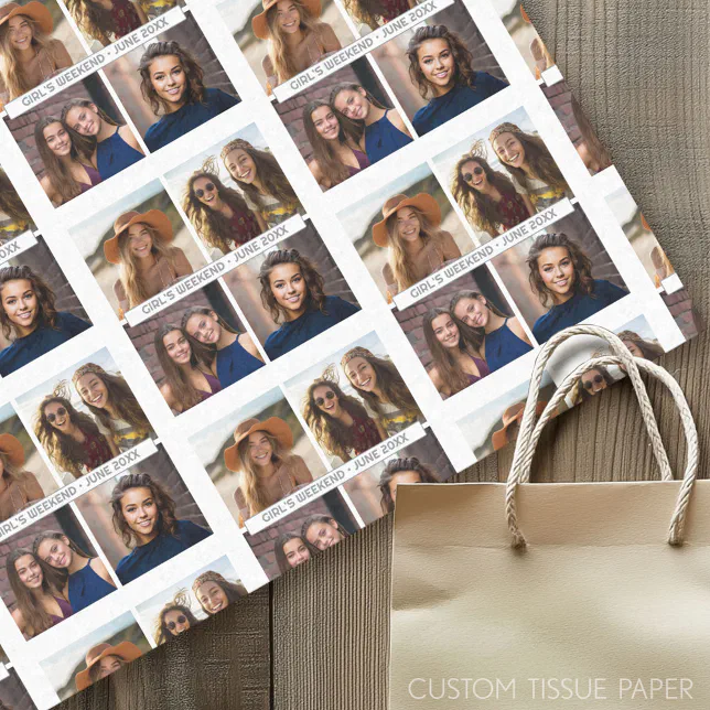 4 Photo Collage - with text block Tissue Paper | Zazzle