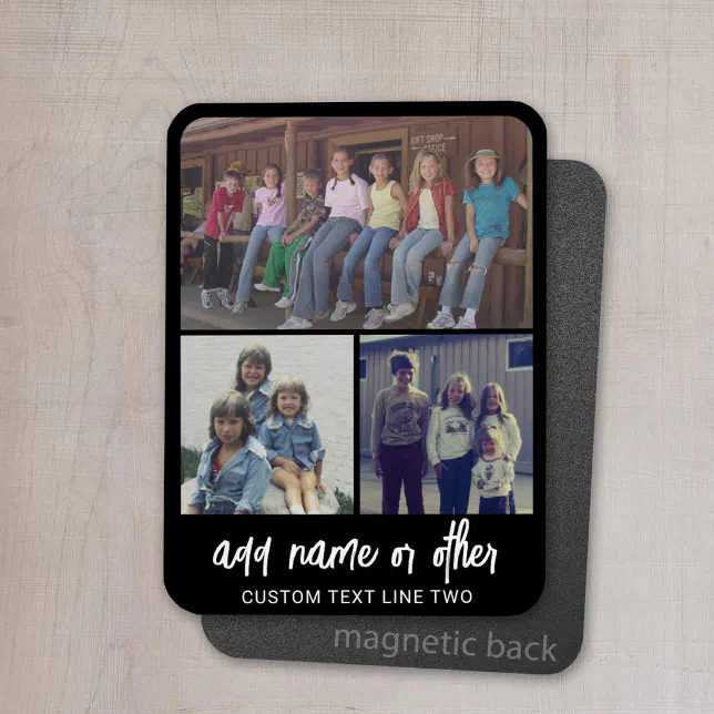 4 Photo Collage - you can change black color Magnet | Zazzle