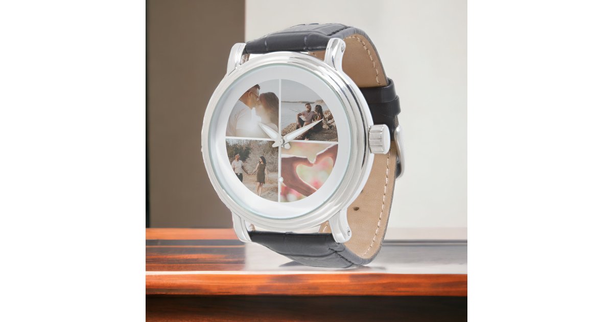 4 Photo Custom Collage Personalized Watch | Zazzle