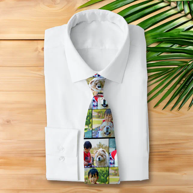 4 Photo Customized Collage Color Neck Tie | Zazzle