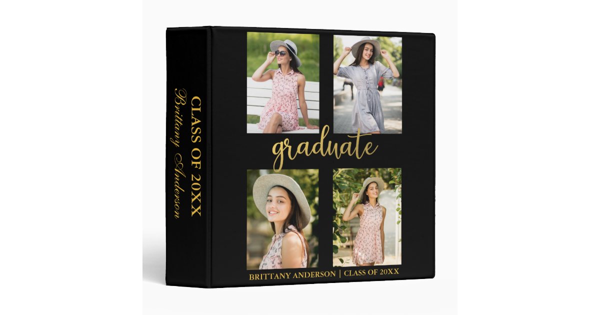 4 Photo Graduation 3 Ring Binder | Zazzle