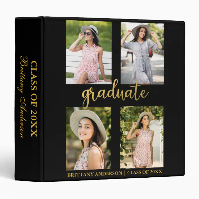 4 Photo Graduation 3 Ring Binder | Zazzle