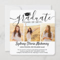 4 Photo Graduation Collage Simple Elegant Script Announcement | Zazzle