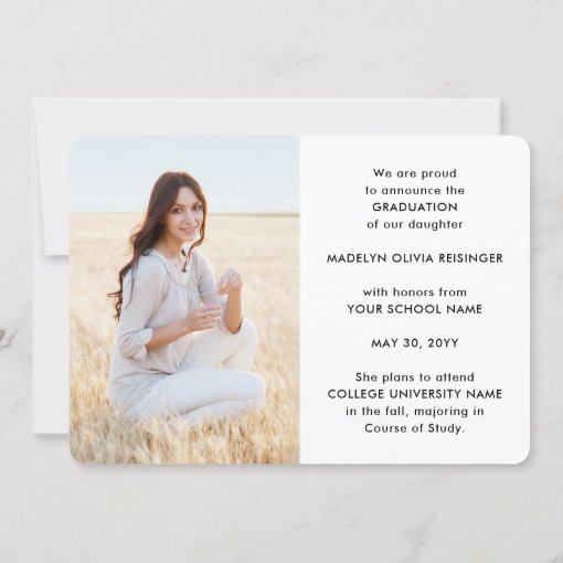 4 Photo Graduation Collage Simple Modern Script Announcement | Zazzle