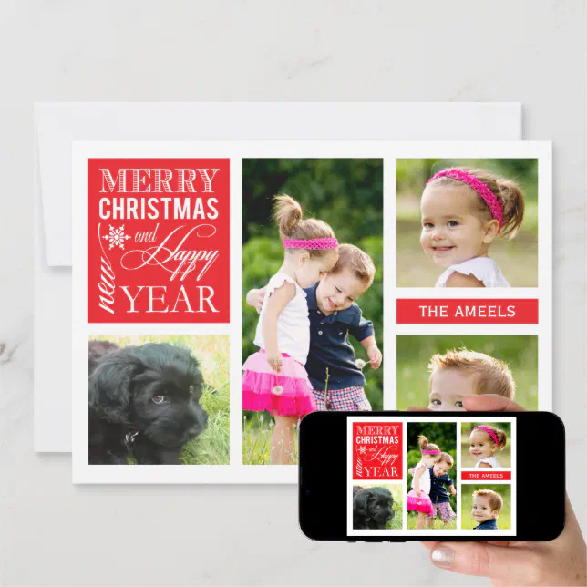 4 Photo | Holiday Photo Card | Zazzle