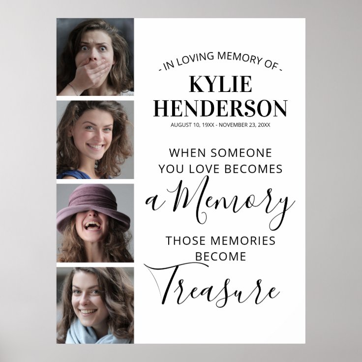 4 Photo In Loving Tribute Poster | Zazzle
