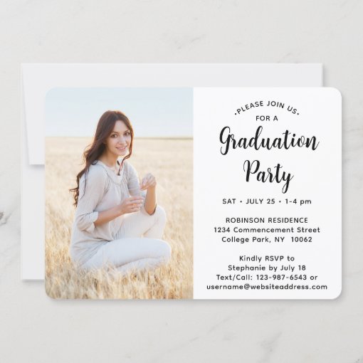 4 Photo Modern Elegant Script Graduation Party Invitation | Zazzle