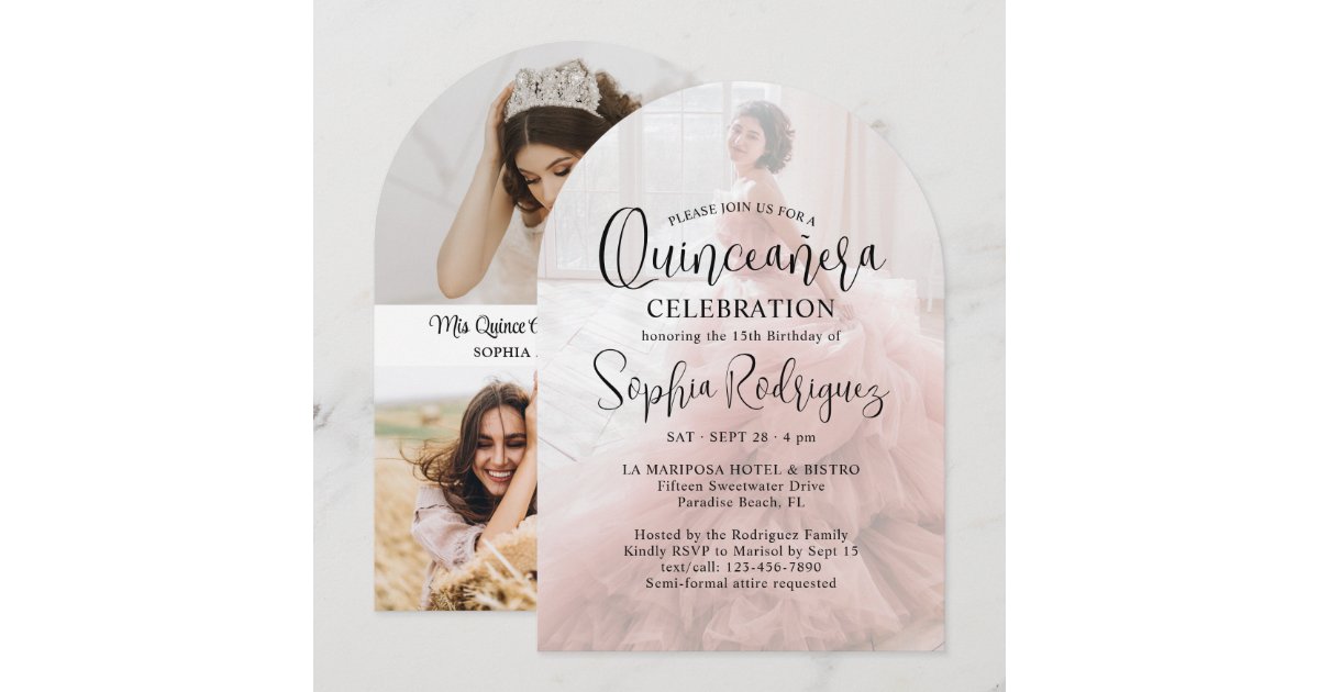 4 Photo Quinceañera Modern Overlay 15th Birthday Invitation | Zazzle